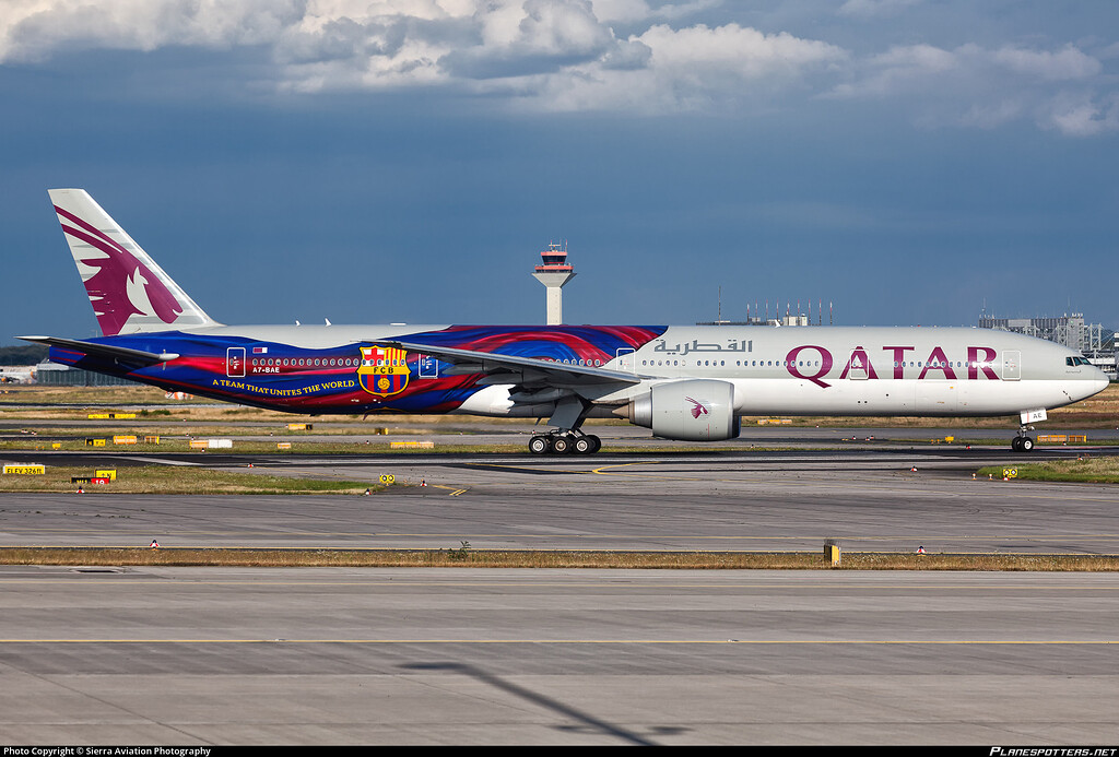 QTR / B77W - Qatar Airways (FC Barcelona livery) - Livery - World of ...