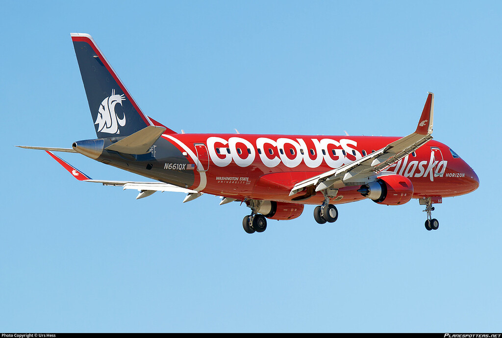 ASA / E175 - Alaska Airlines (Washington State Cougars - Go Cougs ...